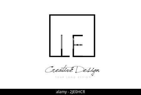 LE Square Framed Letter Logo Design Vector with Black and White Colors ...