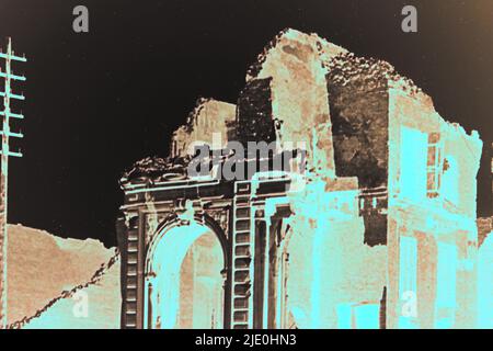 Vintage photograph of widespread destruction after a devastating and ...