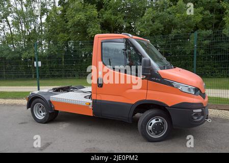An Iveco Daily mini artic tractor unit with fifth wheel attachement for ...