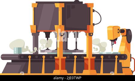 Flat design automatic robotic conveyor belt on white background vector ...