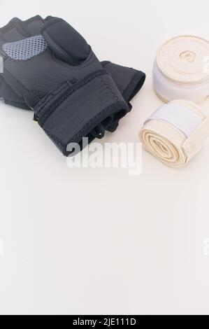 boxing equipment on a bright desk surface, gloves and hand wrap Stock ...