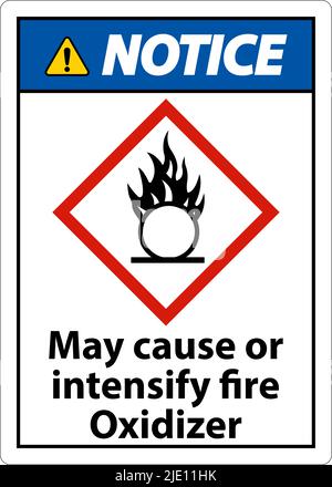 Notice May Cause Or Intensify Fire GHS Sign On White Background Stock ...