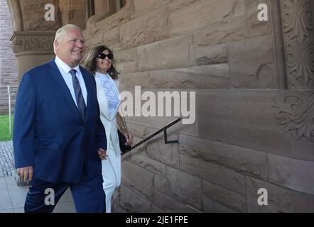 Premier Doug Ford and his wife Karla Ford arrive to announce his new ...