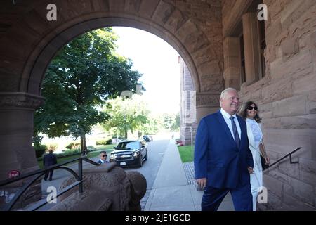 Premier Doug Ford and his wife Karla Ford arrive to announce his new ...