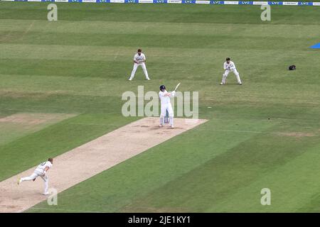 Jamie Overton of England hits a four (4) and notches up a half century ...