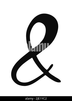 Handdrawn ampersand symbol, hand painted with ink brush. Vector ...