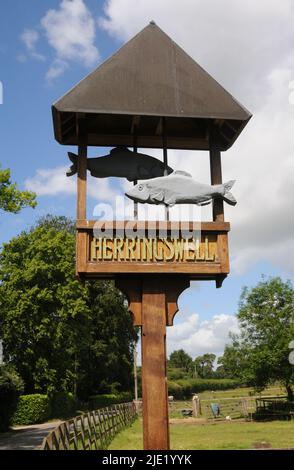 Village sign, Herringswell , Suffolk Stock Photo - Alamy