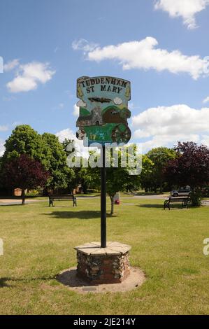 Village sign, Tuddenham St Mary, Suffolk Stock Photo - Alamy