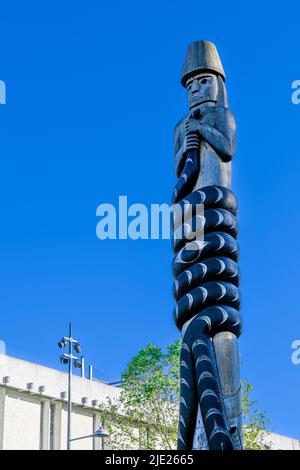 Musqueam Post carved by Musqueam artist, Brent Sparrow Jr., the post ...