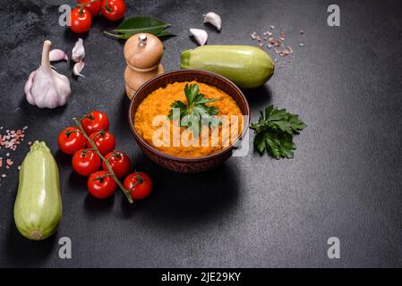 Vegetable paste, caviar from chopped vegetables. Studio Photo Stock ...