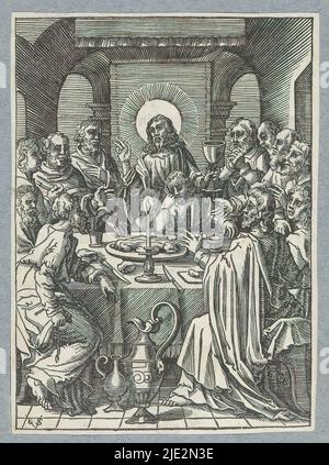 . Christ with his disciples around the table during the last supper ...