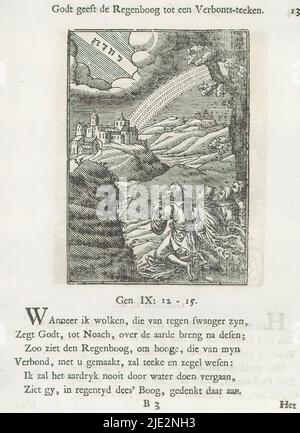 God's covenant with Noah, 1740 print Noah and his family kneel before ...