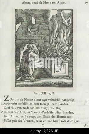 Abraham builds an altar, 1740 print Arriving in Canaan, God promised ...