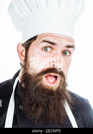 Man Chef uniform Cooking emotions gourmet posing studio Stock Photo - Alamy