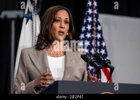 Plainfield, USA. 24th June, 2022. Vice President Kamala Harris speaks ...