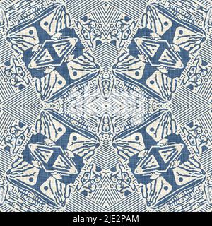 French blue linen effect geometric pattern. Classic 2 tone European ...