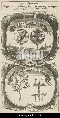 Globe and Armillarium / Olive branch and lightning bolt from Jupiter ...