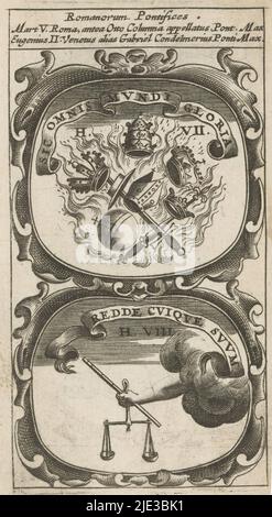 Regalia in the fire / hand in the clouds with scales, Anonymous, After ...