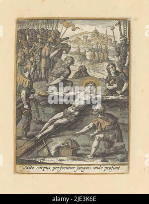 Christ is nailed to the cross, Adriaen Collaert, 1570 - 1618 print Christ is nailed to the cross ...