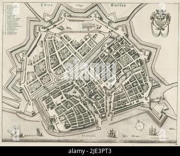 Map of Emden, Anonymous, After 1695 - 1728 print paper etching ...