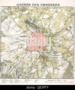 Map of Aachen and surroundings, Anonymous, 1800 - 1899 print paper maps ...