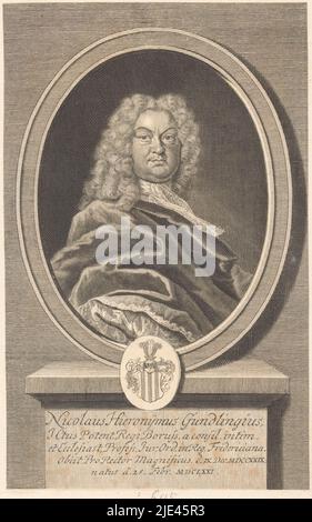 Portrait of Nicolaus Hieronymus Gundling, Martin Berbigeroth, 1719 ...