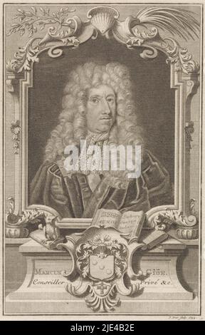Portrait of Marcus Giöe, Pieter Yver, 1744 print Portrait of Marcus ...