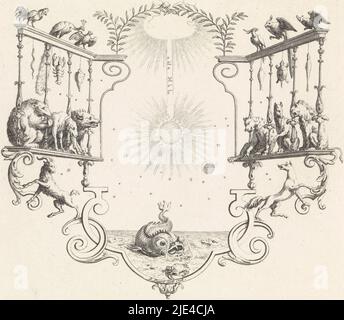 Tetragram and Sun and Moon in ornamental frame, Bernard Picart, 1718 ...