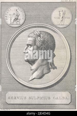 Portrait of Emperor Galba, Jan Caspar Philips, 1746 print Medal with ...
