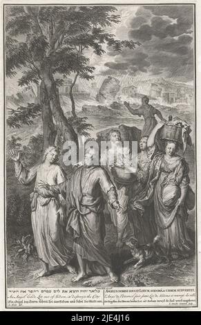 Lot's flight from Sodom, Lot flees from Sodom with his three daughters ...