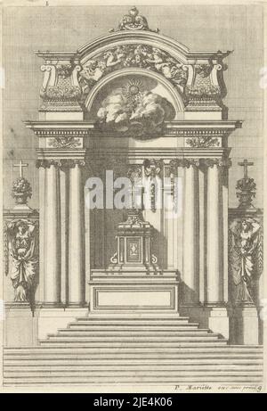Altar of the Blessed Sacrament, On the left a procession in which the ...