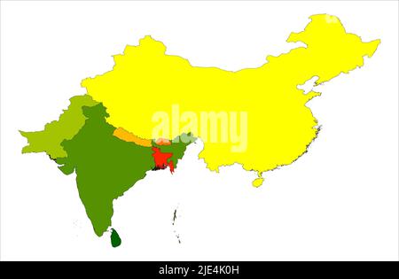 SAARC Member Countries vector map illustration on white background ...