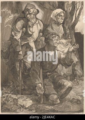 Three beggars in a tree Two men and women in her and the tattered ...
