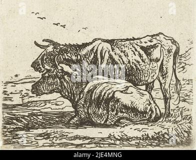 Two cows, Aelbert Cuyp, 1630 - 1691 print paper etching cow Stock Photo ...