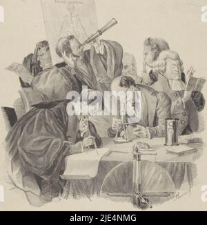 Cartoon about scientists, Tieleman Cato Bruining, 1811 - 1877 print A ...