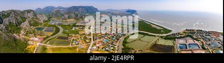 Aerial view of Khao Daeng View Point, the red mountain, in Sam Roi Yot ...
