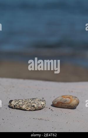 A stone at the famous beach of Perissa in Santorini Greece Stock Photo ...