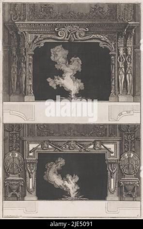 Sheet with two representations of ornamental mantelpieces. Above: a ...