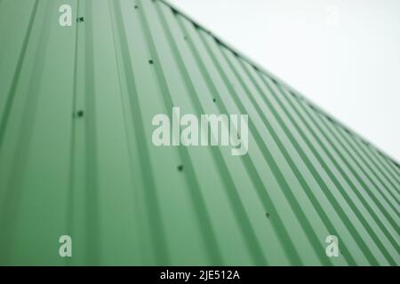 Green steel wall. Details of cladding of building. Steel profile Stock ...