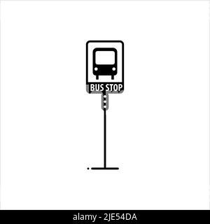 Bus Stop Icon, Designated Place For Passengers To Board Or Get Off From ...