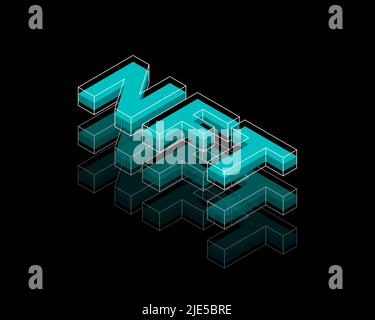 NFT non fungible light blue token. Online money for buy exclusive art ...