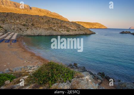 The famous rocky beach Melidoni in Kythera island. Amazing scenery with ...