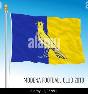 Modena, Italy, June 2022, Modena Football Club 2018 yellow flag with ...
