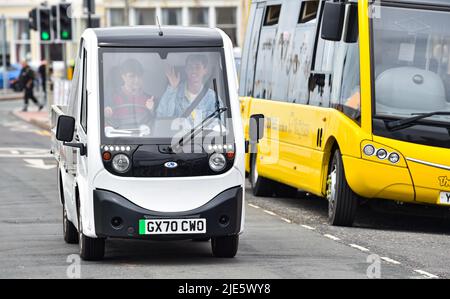 Brighton UK 25th June 2022 - A converted 1934 Austin A10 completes the ...