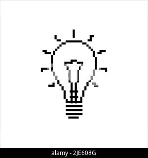 Bulb Icon Pixel Art, Bulb Pixelated Form Vector Art Illustration Stock ...
