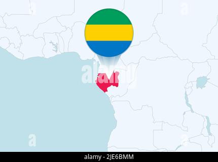 Gabon Map. Gabonese Country Map. Gabonaise Black and White National ...