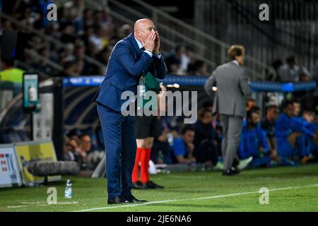 Hungary's head coach Marco Rossi looks on during a World Cup qualifying ...