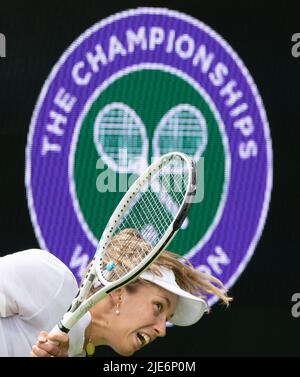 Belgian Elise Mertens pictured at a training session ahead of the secound round at the ...