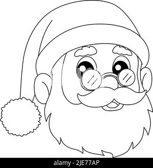 Christmas Santa Head Coloring Page Illustration Stock Vector Image ...