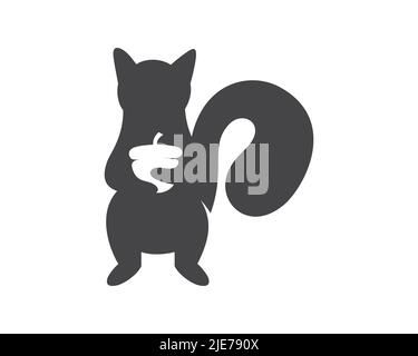 Cute fluffy squirrel holding nut, funny cartoon character. Stock vector ...